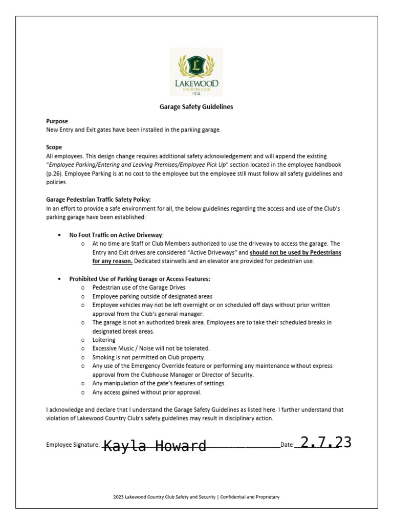Garage Safety Guidelines | PDF | Technology & Engineering