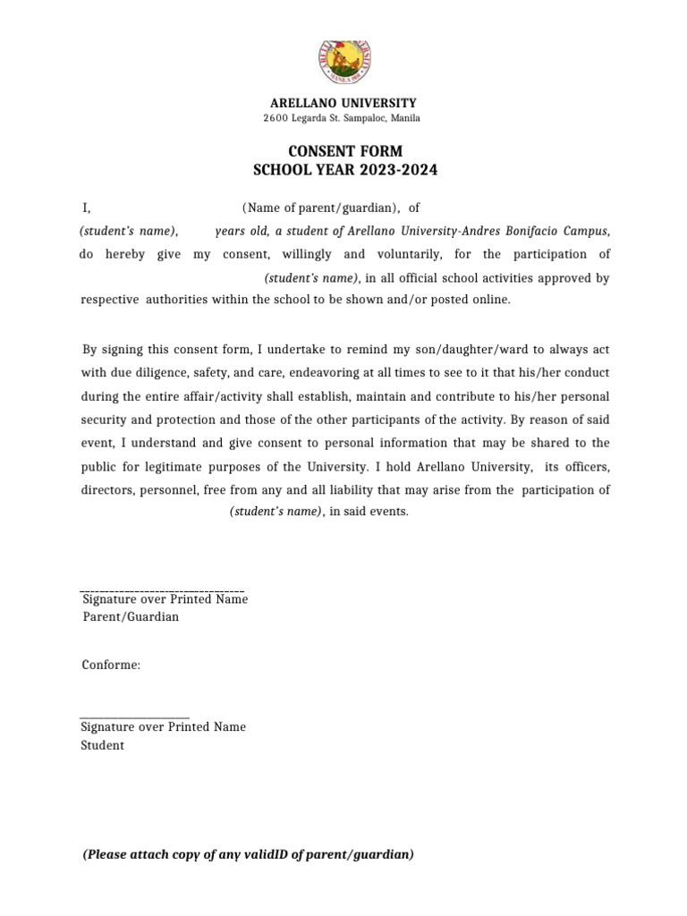 Consentform Sy23 24 1 | PDF | Wellness | Science & Mathematics