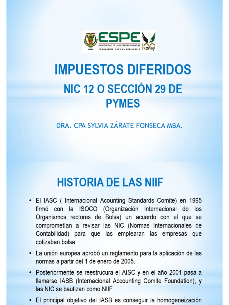 Impuestos Diferidos NIC12 Sec.29 Pymes SZF | PDF | normas internacionales de INFORMACION ...