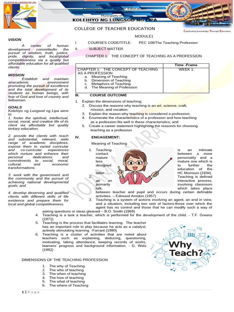 2023-PEC-108-MODULE-1 | PDF | Teachers | Learning