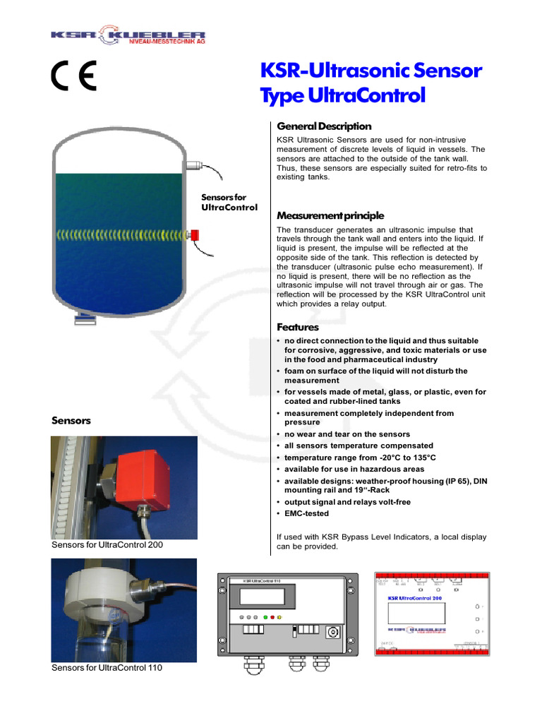 Ksr-Ultrasonic Sensor Type Ultracontrol: General Description | PDF | Sensor | Ultrasound