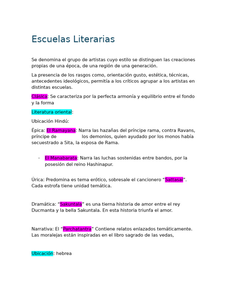 Escuelas Literarias Paquete 1 | PDF | Clásicos