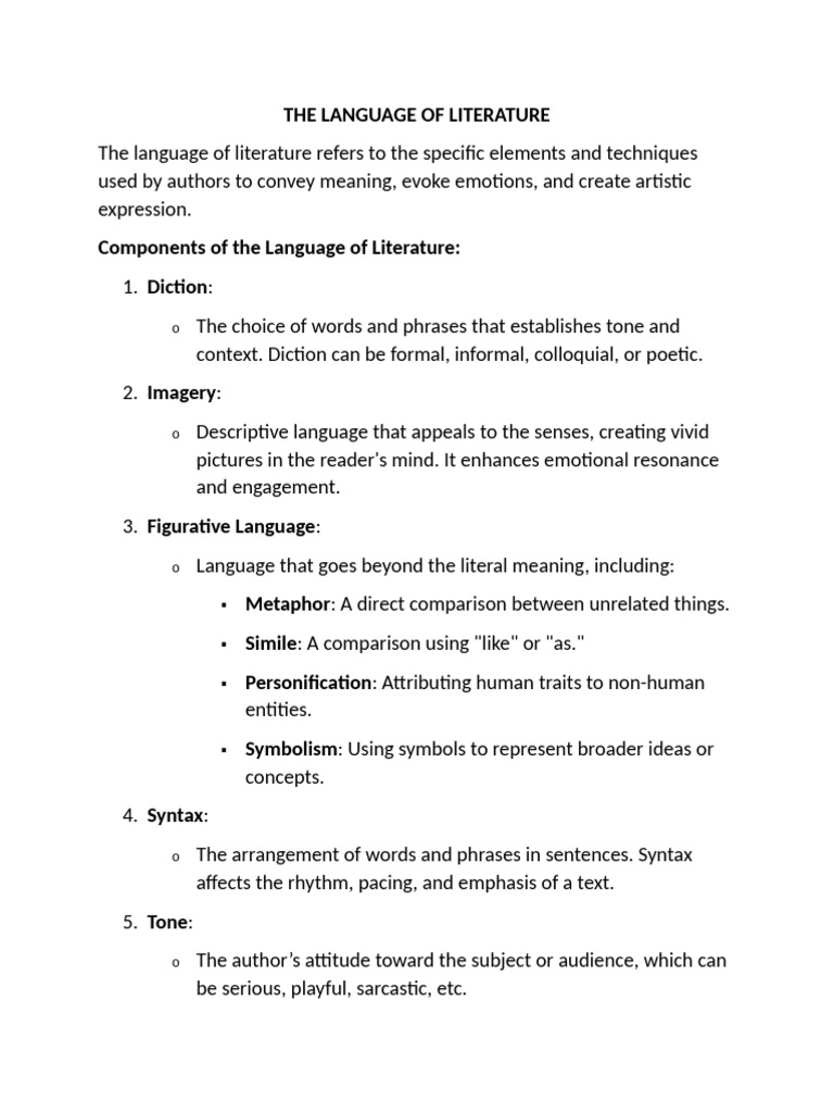 Key Elements of Literary Language | PDF | Narrative | Narration