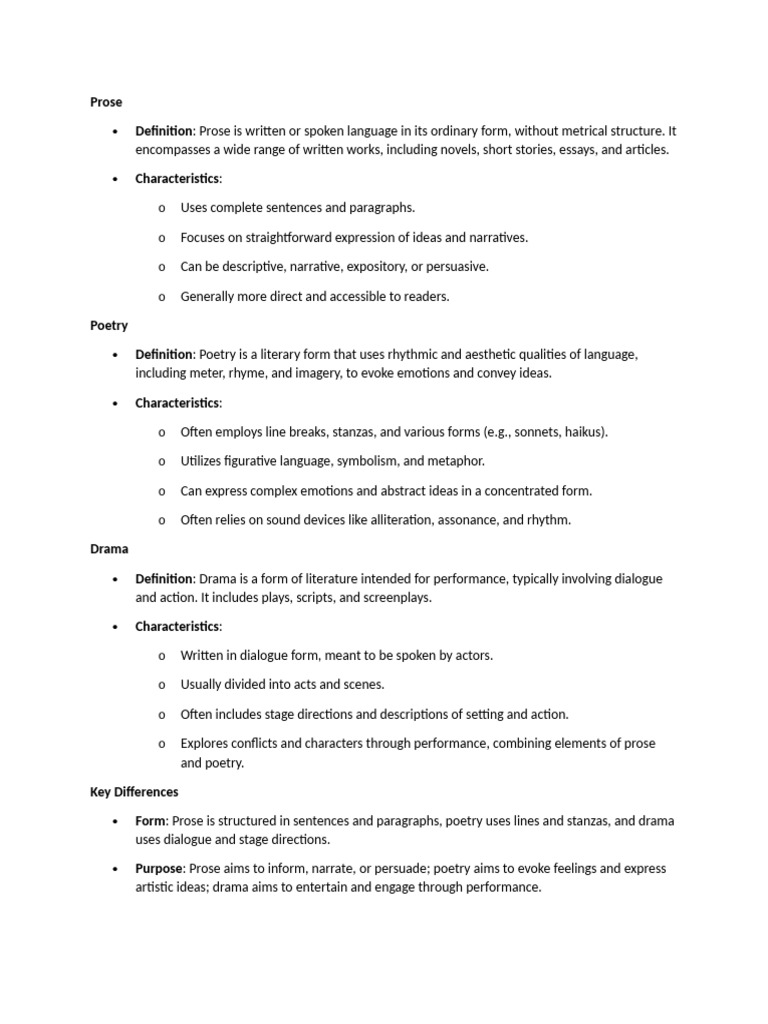 Prose Vs Poetry Vs Drama | PDF | Poetry | Classics