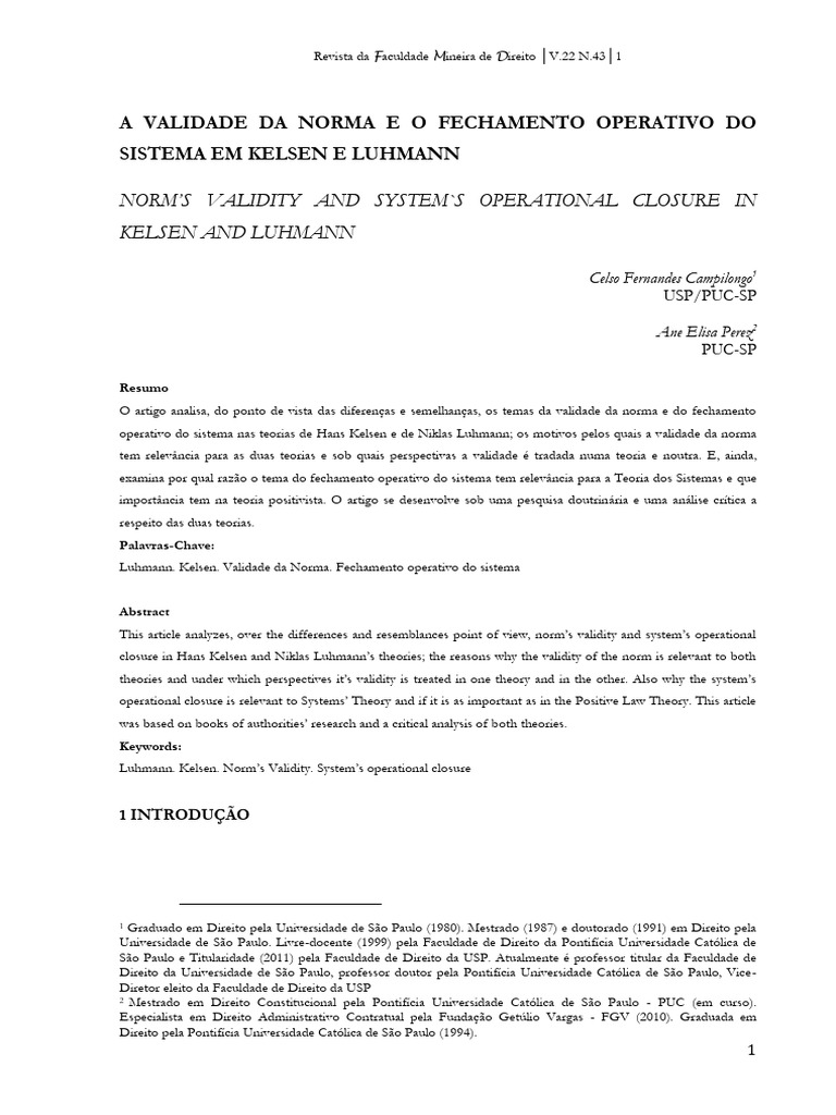 Validade da Norma em Kelsen e Luhmann | PDF | Legislação | Science