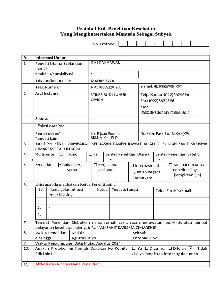 Formulir Etik DIKI | PDF