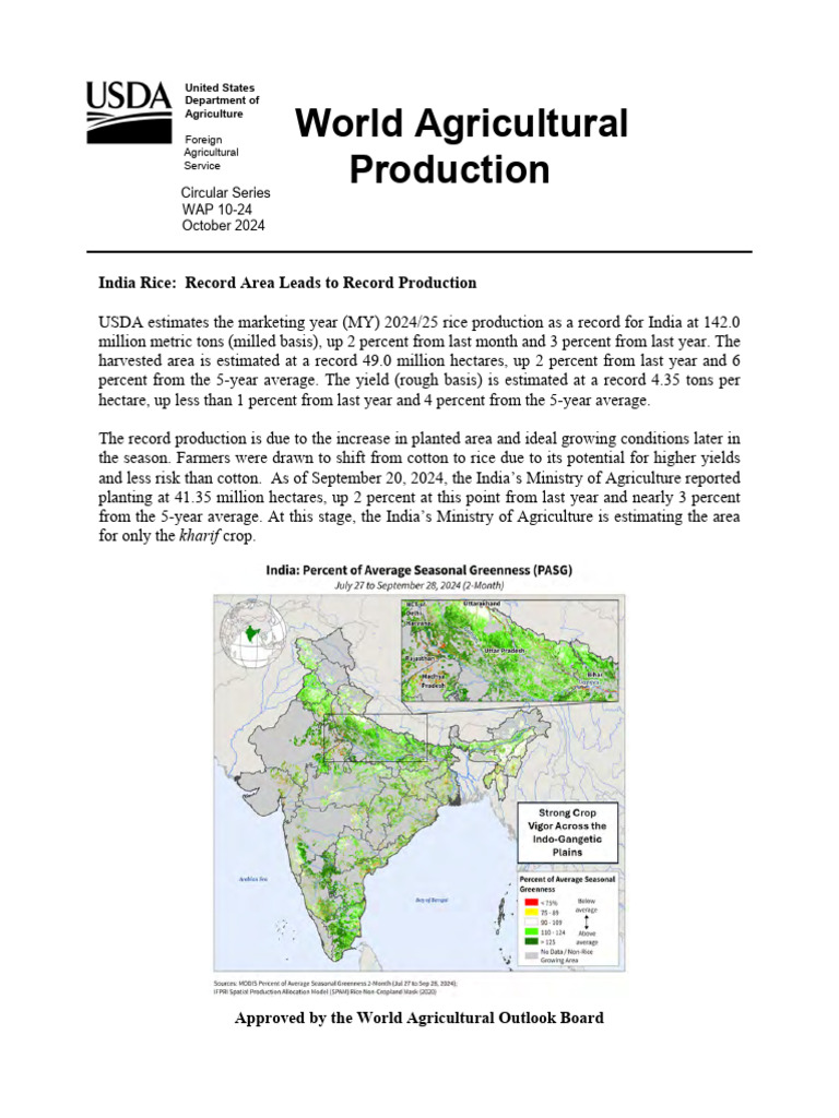 World Agricultural Production October 11, 2024 | PDF | Agriculture | Wheat