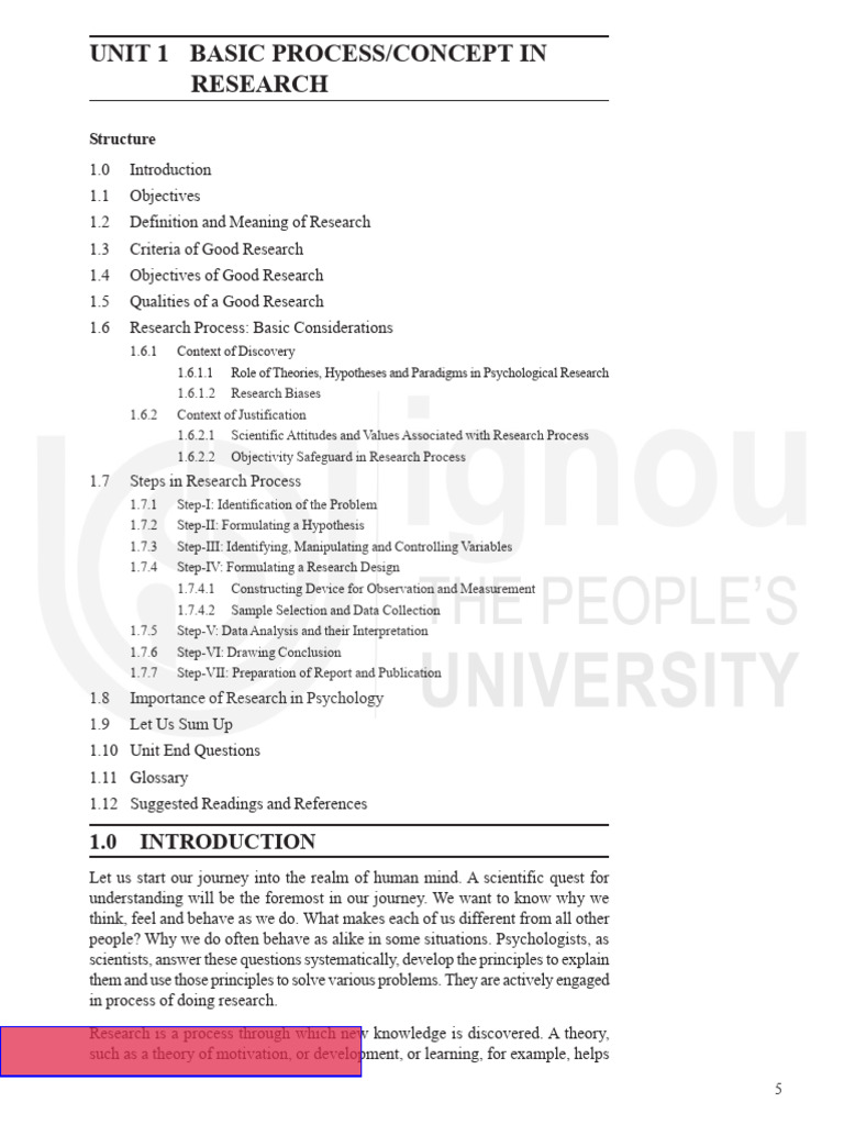 Unit 1 Basic Process/Concept in Research: Structure | PDF | Hypothesis | Psychology