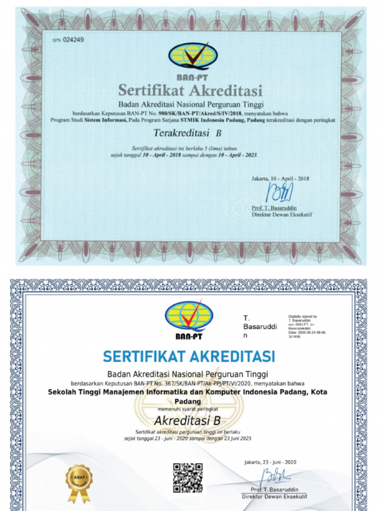 Sertifikat Akreditasi Sistem Informasi Stmik Indonesia | PDF