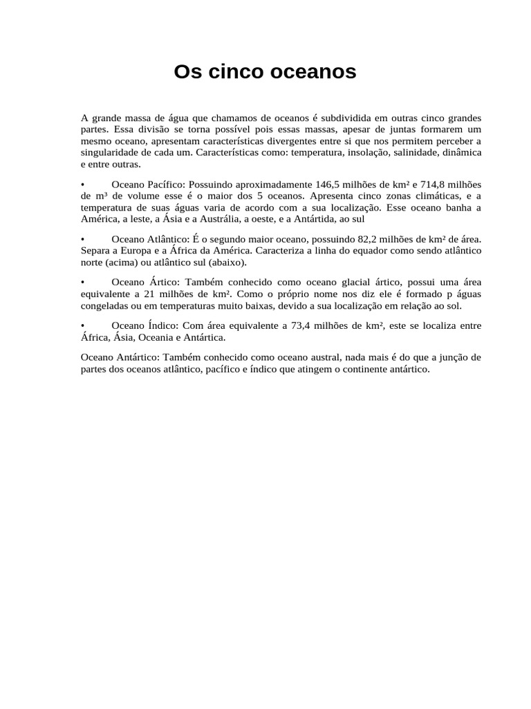 Os Cinco Oceanos | PDF