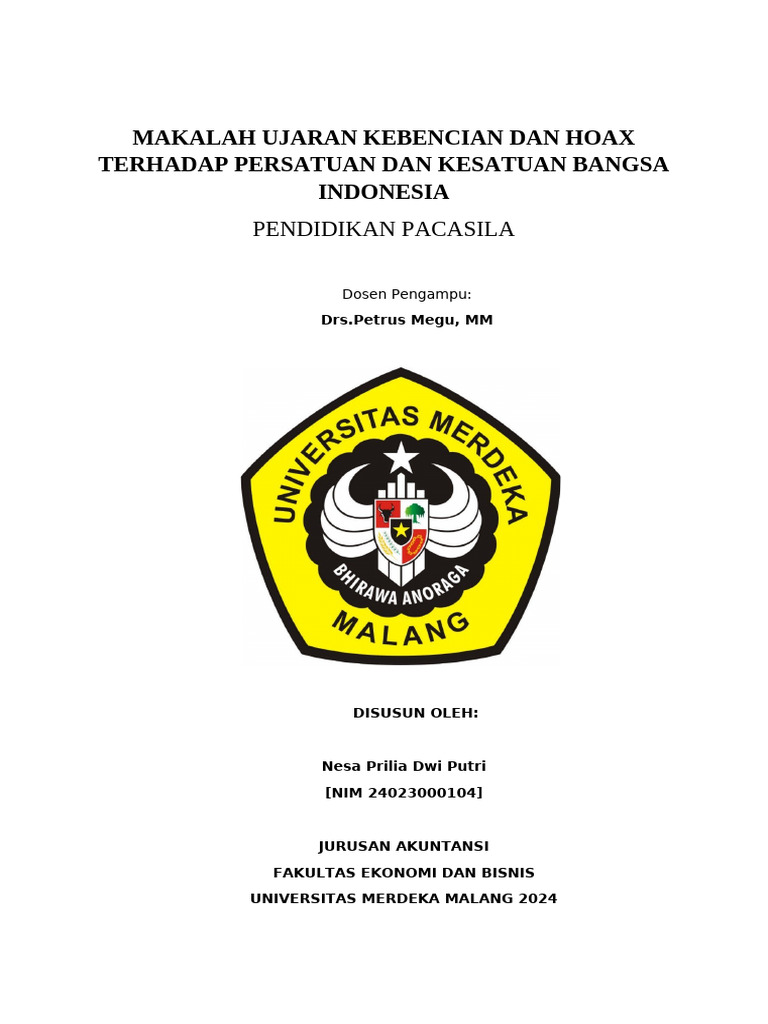 Makalah Ujaran Kebencian Dan Hoax Di Med | PDF