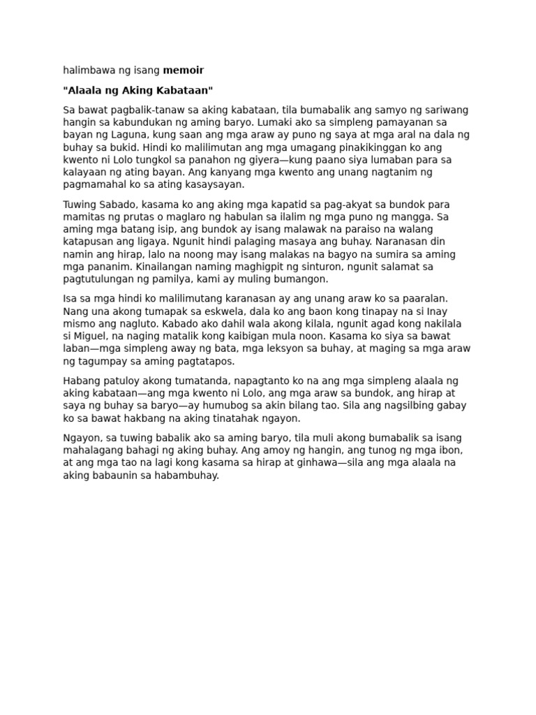 Halimbawa NG Isang Memoir | PDF