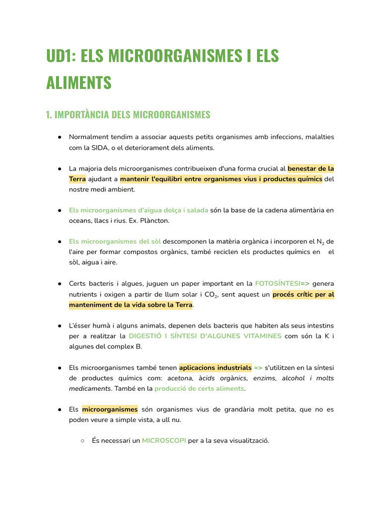 UD1 Na2: Microorganismes | PDF