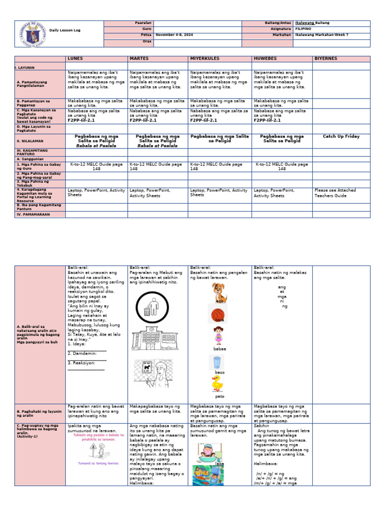 q2 Week7 DLL Filipino 2 | PDF