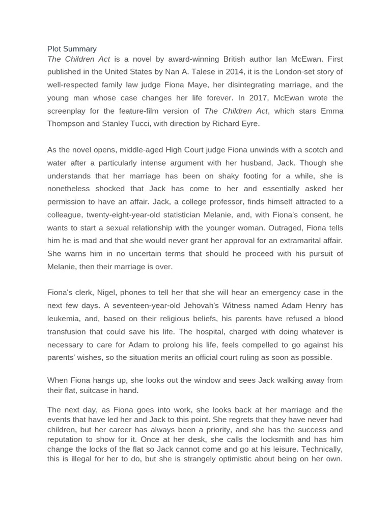 The Children Act: A Plot Summary | PDF