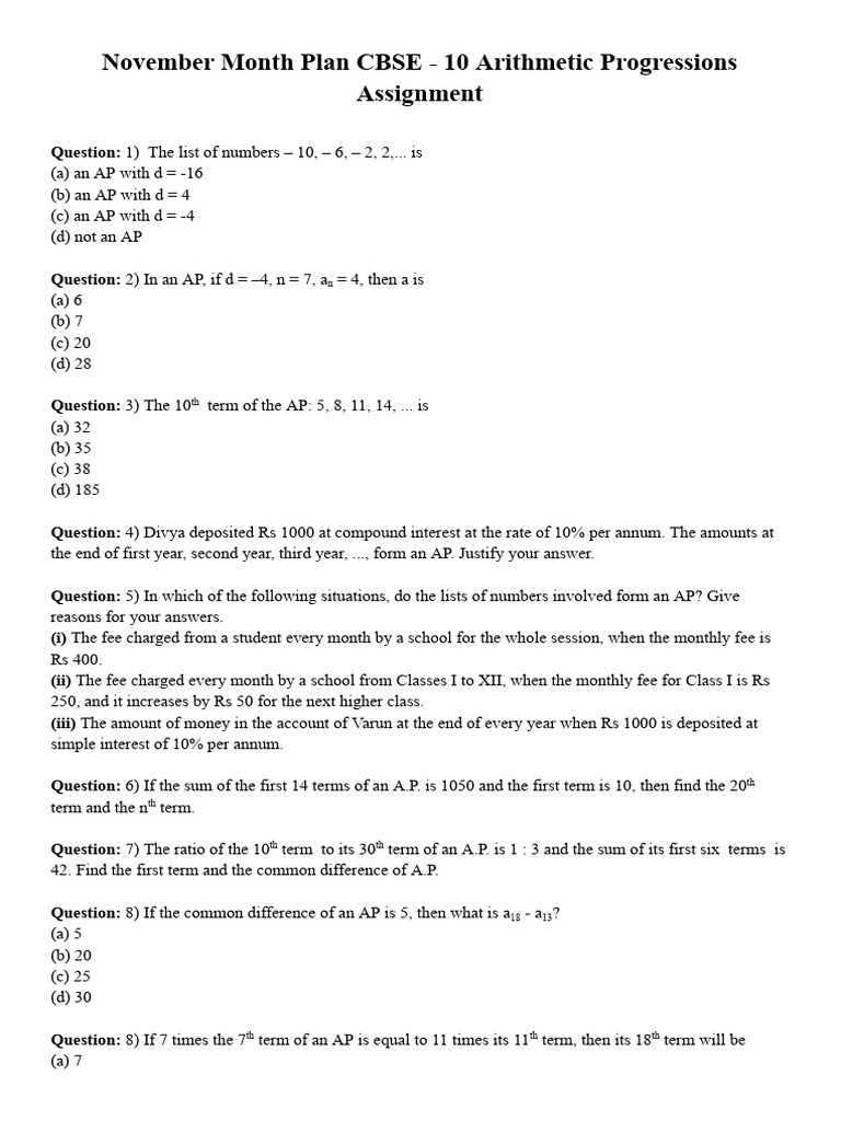 CH 5 Arithmetic Progression | PDF | Sports & Recreation | Games ...