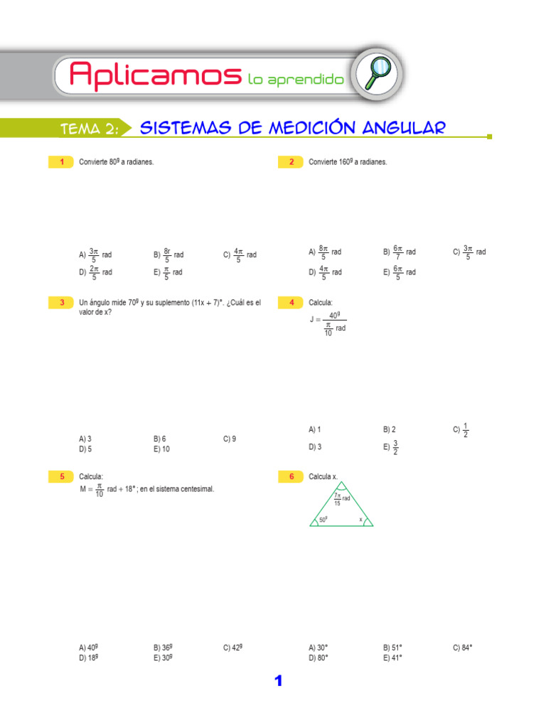 Sistema de Medicion Angular I | PDF | Geometría Elemental | Medida ...