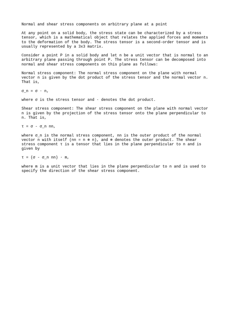 Normal and Shear Stress Components | PDF | Teaching Methods & Materials