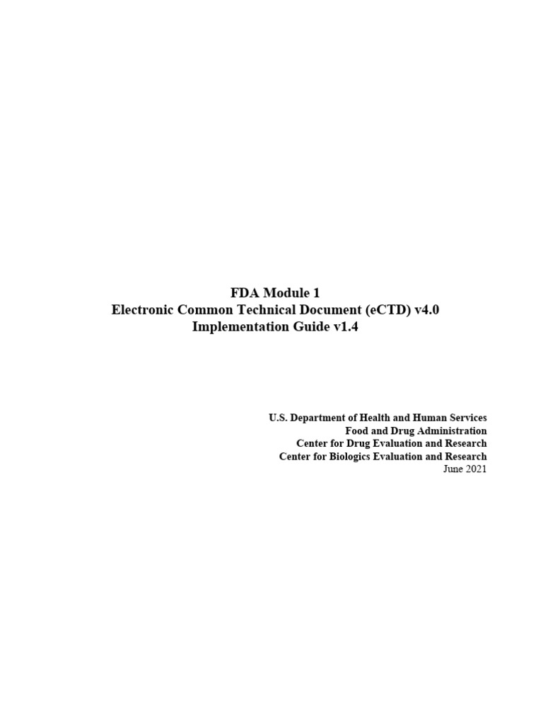 USFDA eCTD v4 0 Module1 IG v1 4 | PDF | Xml | Computer Programming