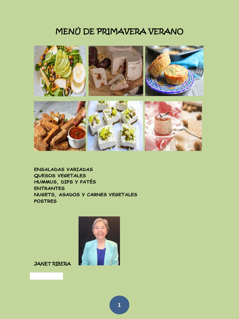 Menú Primavera Verano 1. | PDF | ensalada | Pasteles