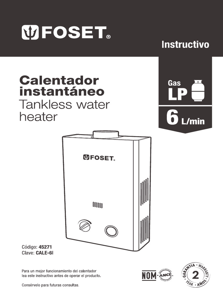INSTRUCTIVO Calentador Foset Instantaneo LP | PDF