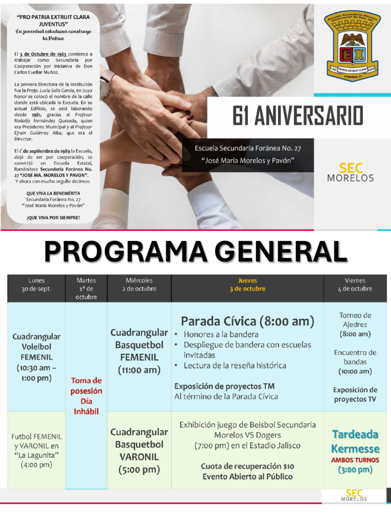 Programa General - 61 Aniversario | PDF