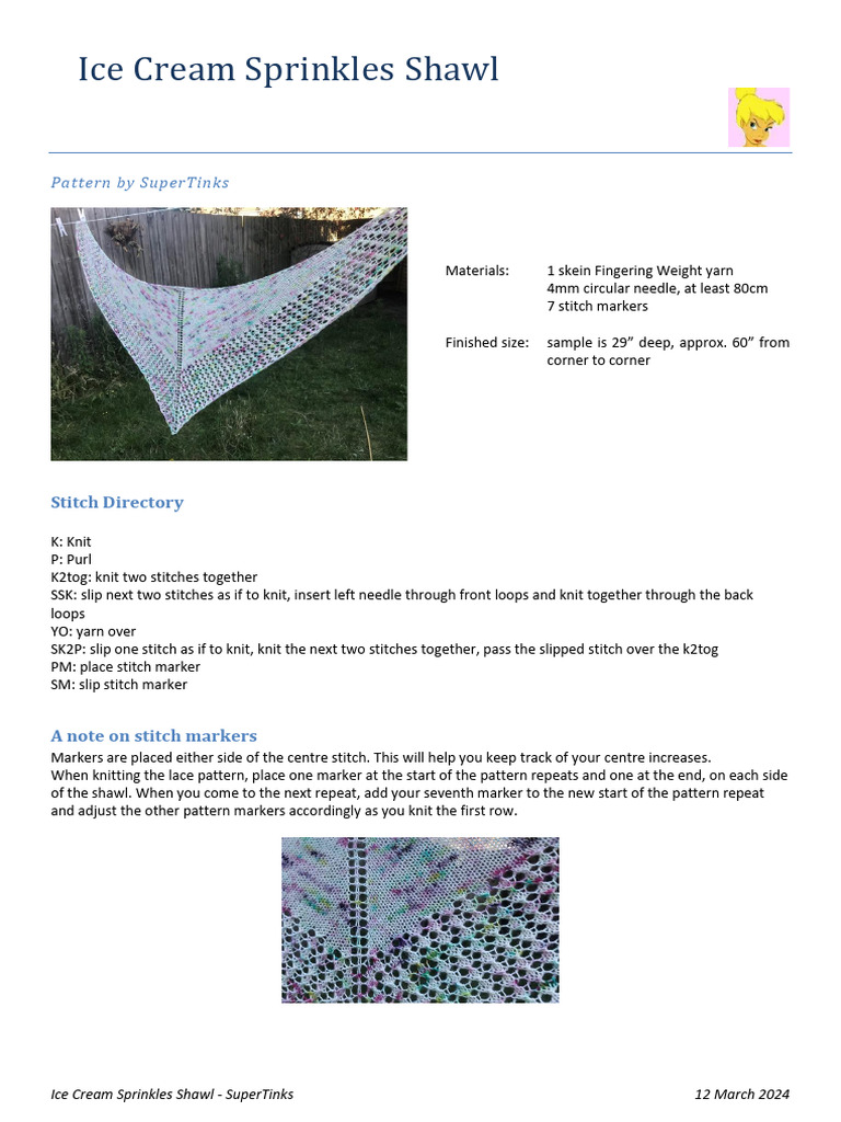 Ice Cream Sprinkles Shawl - SuperTinks | PDF | Knitting | Basic Knitted ...