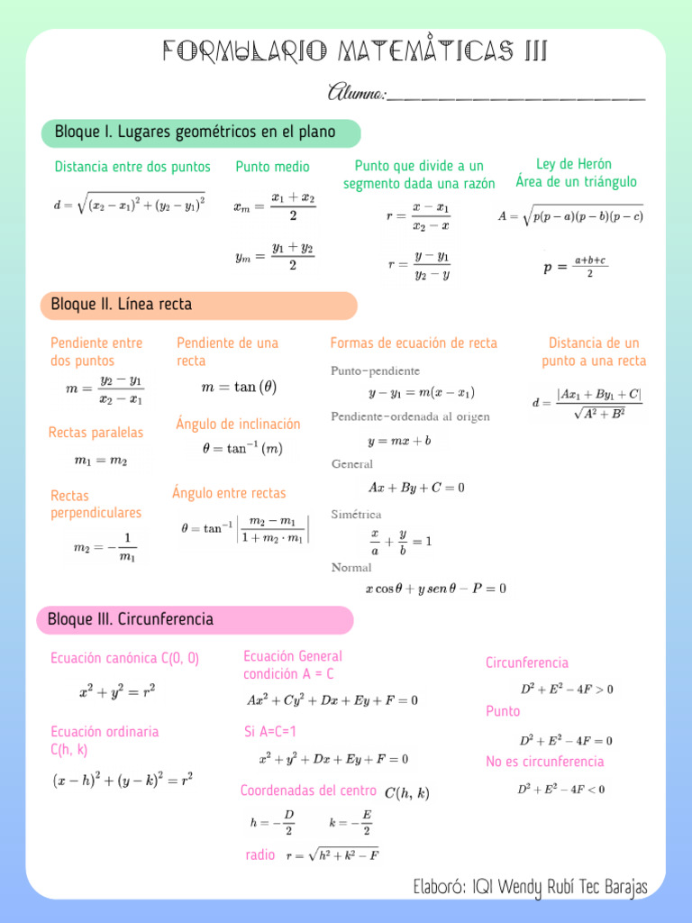 Formulario Matemáticas III | PDF