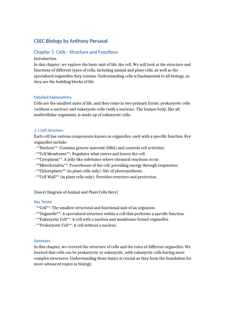 CSEC Biology Outline With Samples | PDF | Cell (Biology) | Dominance ...