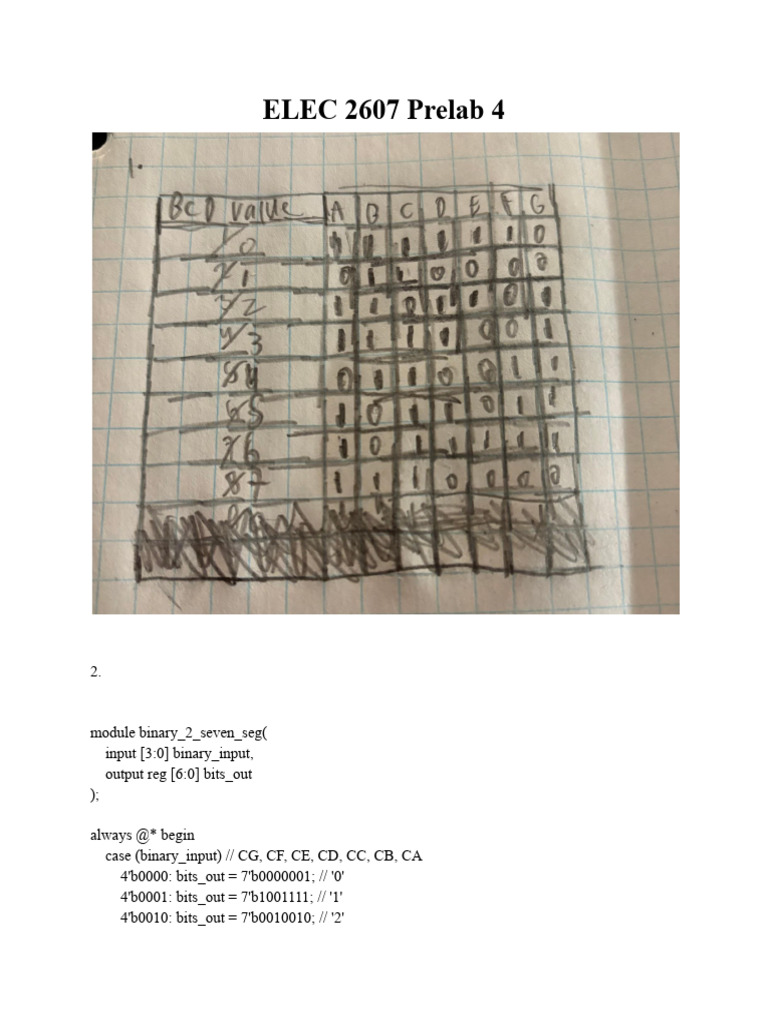 ELEC 2607 Pre Lab 4 | PDF | Computers