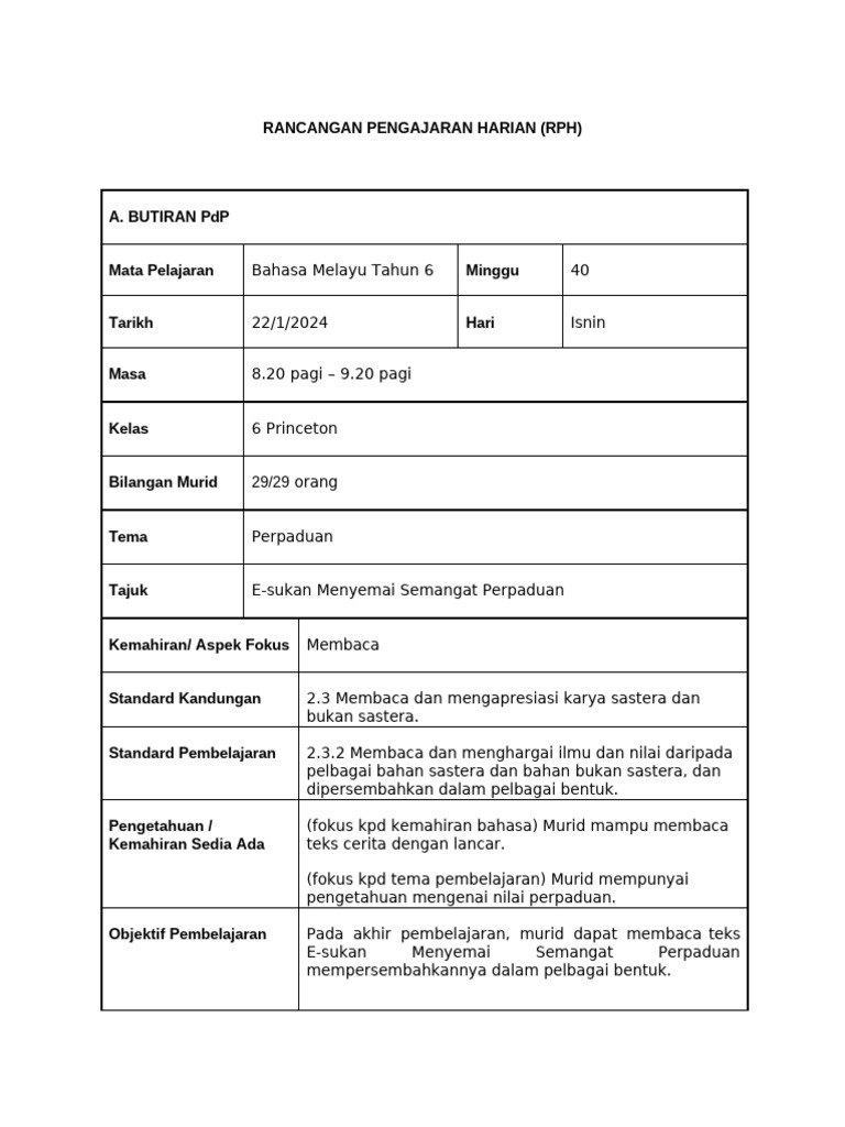 M4-RPH BM 22 Januari 2024 Isnin | PDF