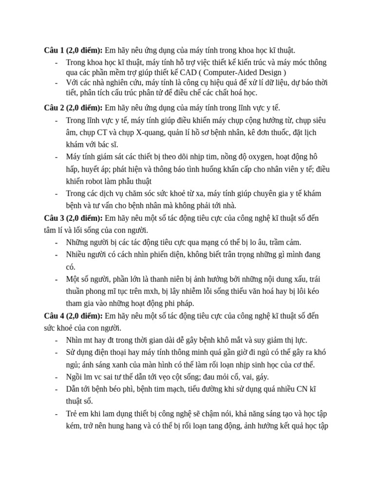 Đề cương tin gk 1 | PDF