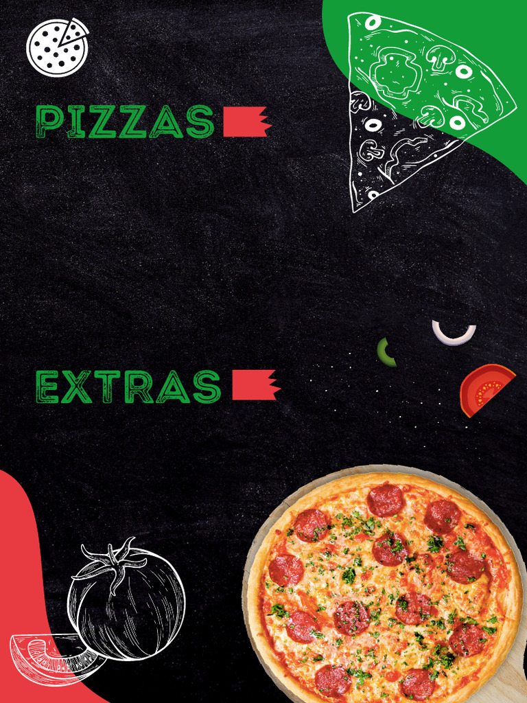 Menu Vertical Pizzeria Negro | PDF