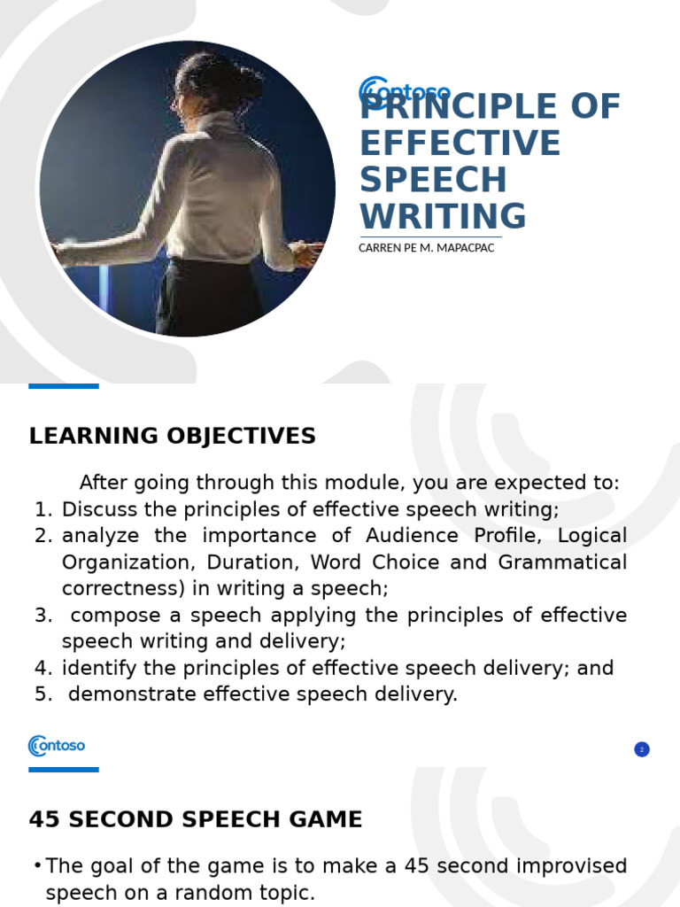 Principle of Effective Speech Writing | PDF | Speech | Rhetoric