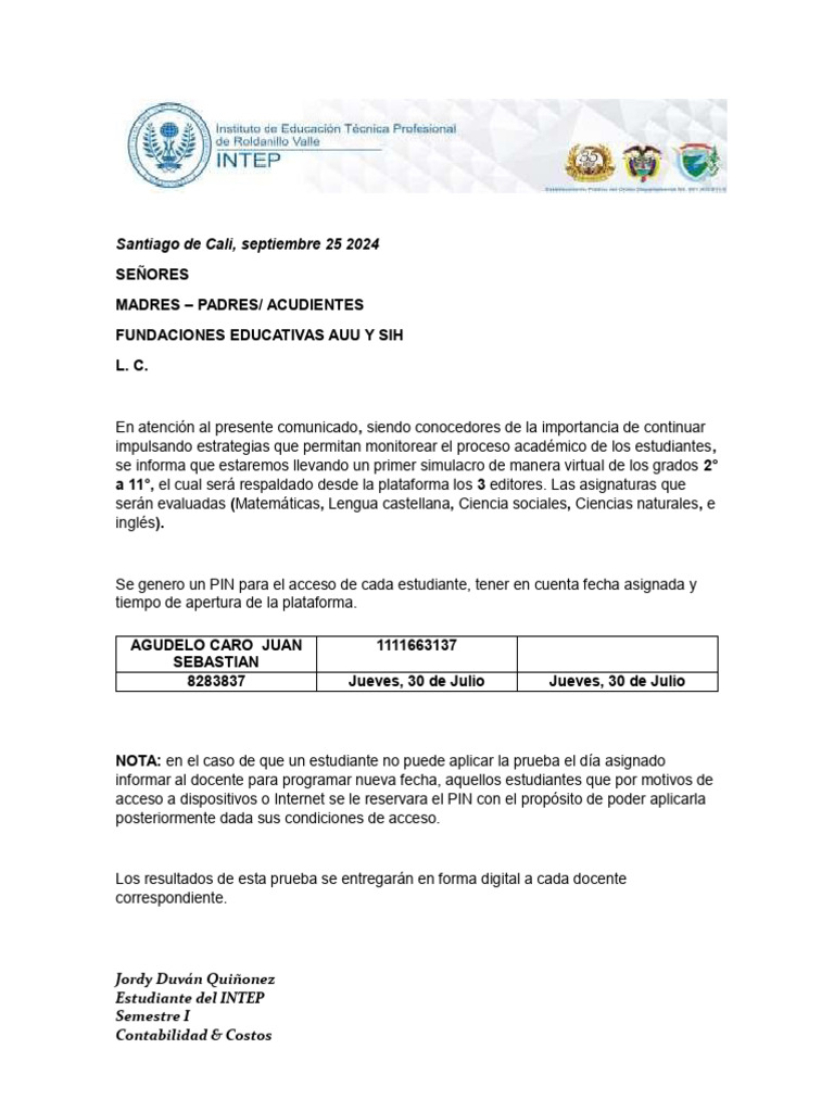 Carta Combinada PDF | PDF | Internet | Simulación