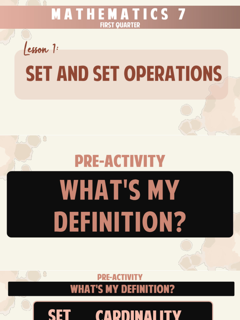 Set and Set Operations | PDF | Science & Mathematics