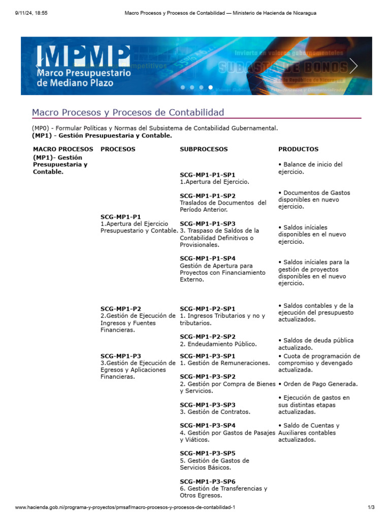 Macro Procesos y Procesos de Contabilidad Gubernamental | PDF | Contabilidad | Estado financiero