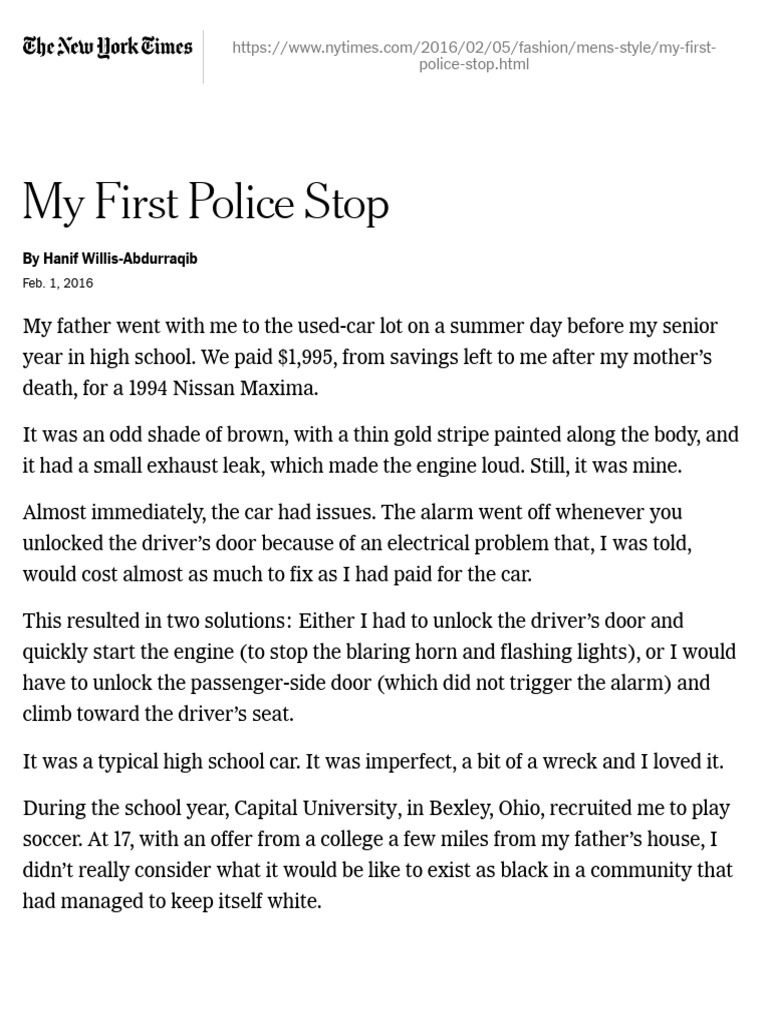 Reading - My First Police Stop | PDF | Mystery, Thriller & Crime ...