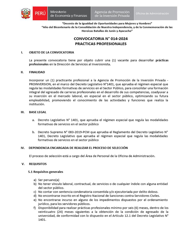 Convocatoria Practicas Profesional 142024 Dsi | PDF