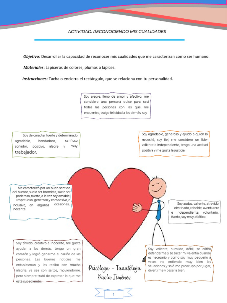 Reconociendo Mis Cualidades PDF | PDF | Relaciones personales, crianza y desarrollo personal