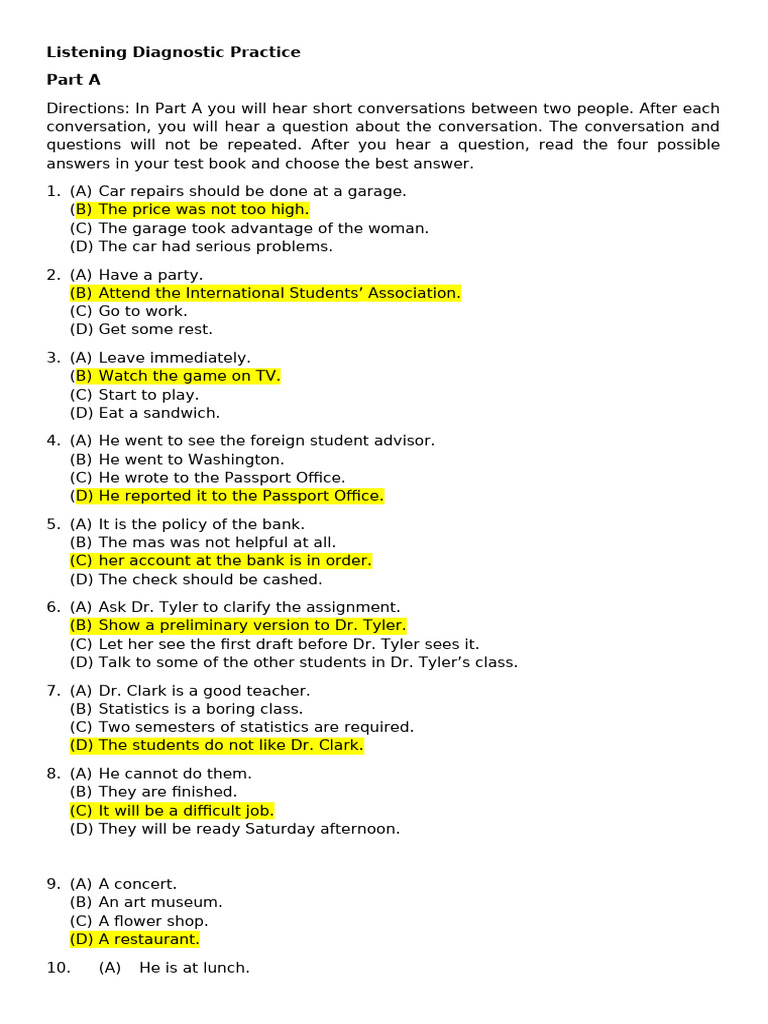 Listening Diagnostic Test Practice | PDF | Astronauts