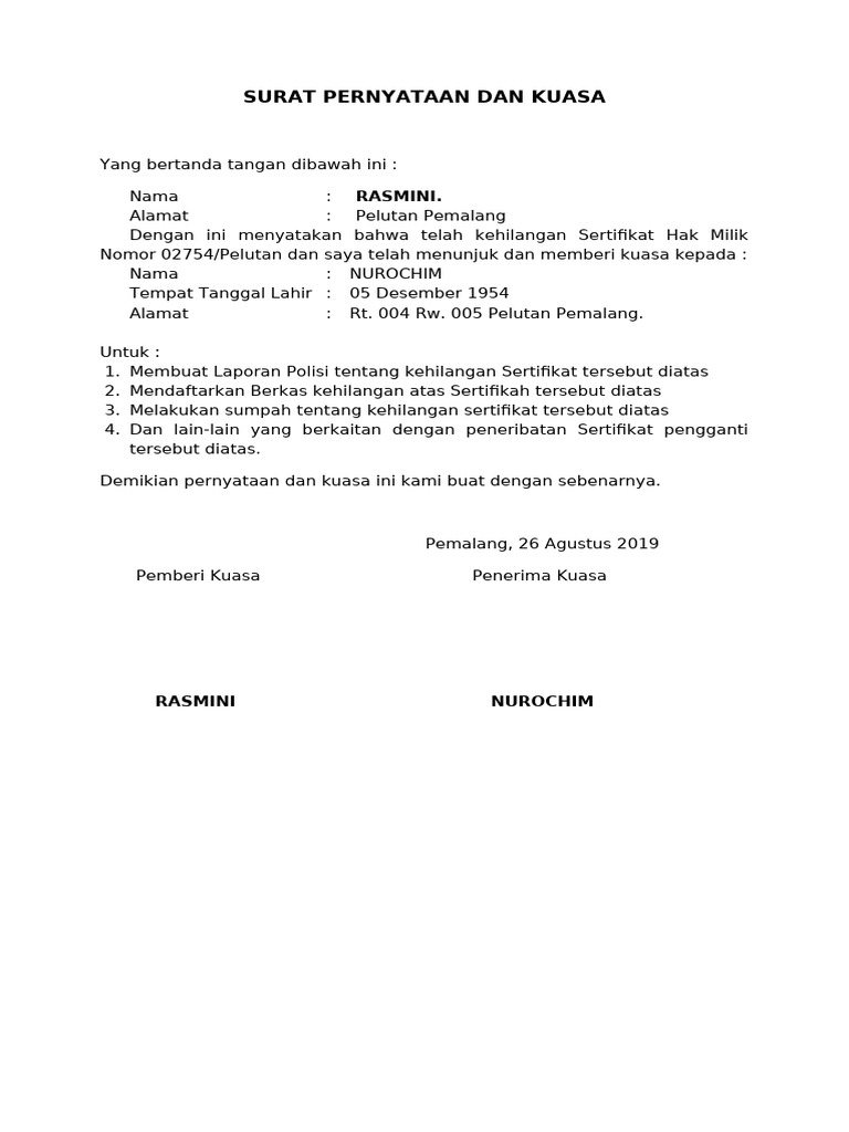 Pernyataan Rasmini | PDF