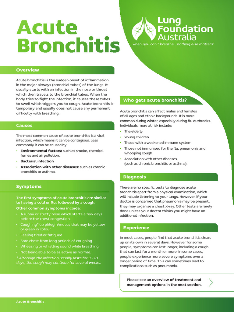 Factsheet Acute Bronchitis Aug2018 | PDF | Bronchitis | Cough