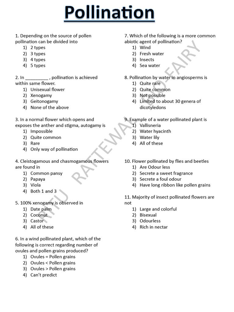 Pollination DPP 3 - Compressed | PDF | Science & Mathematics