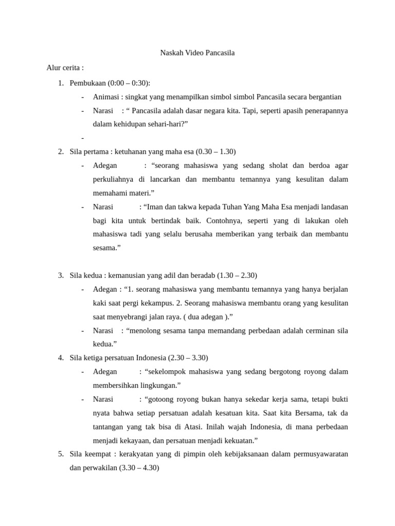 Naskah Video Pancasila Kelmpok 2 | PDF