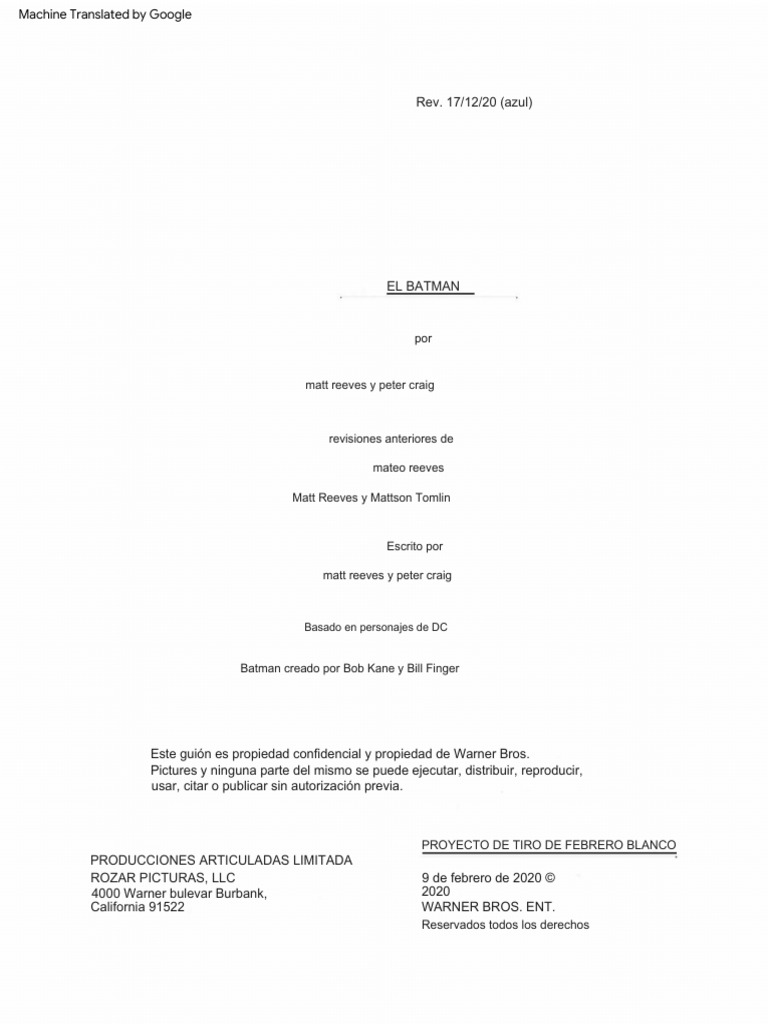 The Batman Read The Screenplay | PDF | hombre murciélago