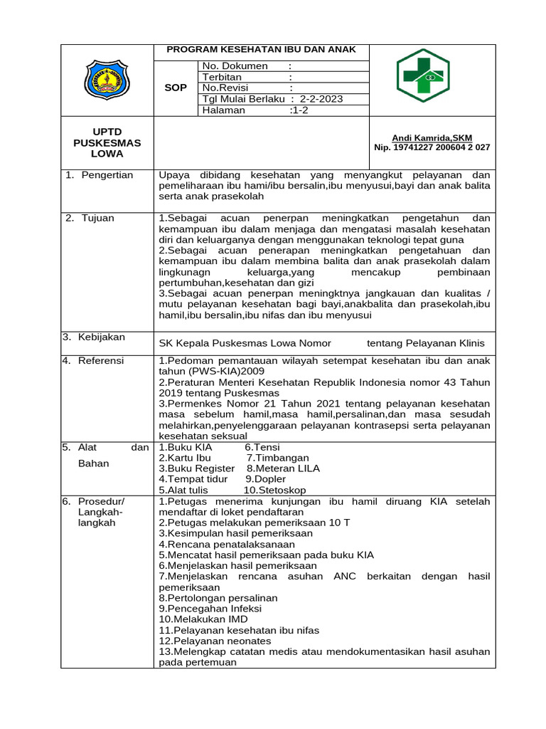 SOP pROGRAM KIA | PDF