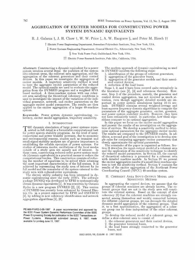 Aggregation of Exciter Models For Constructing Power System Dynamic ...