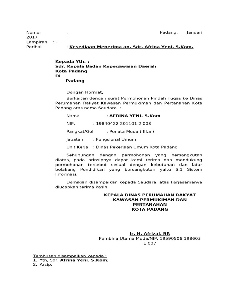 Kesediaan Menerima Afrina Yeni. S.Kom | PDF