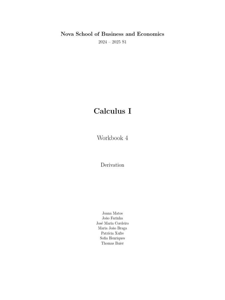 Calculus I 2024-2025 S1 Workbook 4 | PDF | Function (Mathematics ...